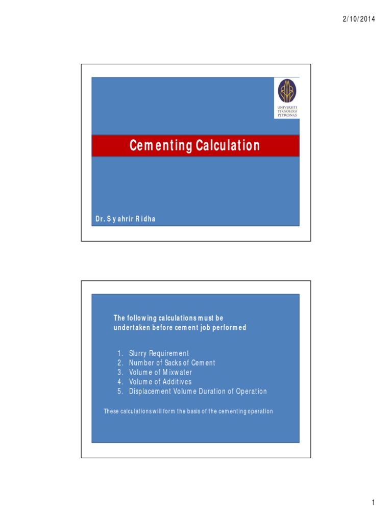 Cementing Calculation | PDF | Nature
