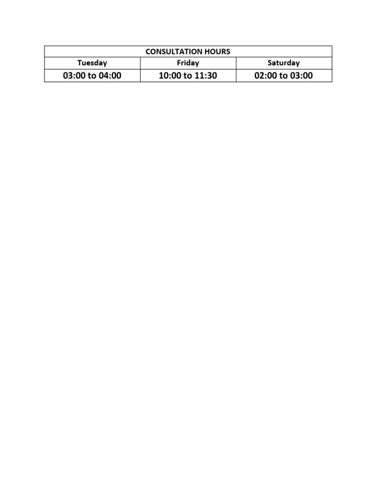 Consultation Hours | PDF