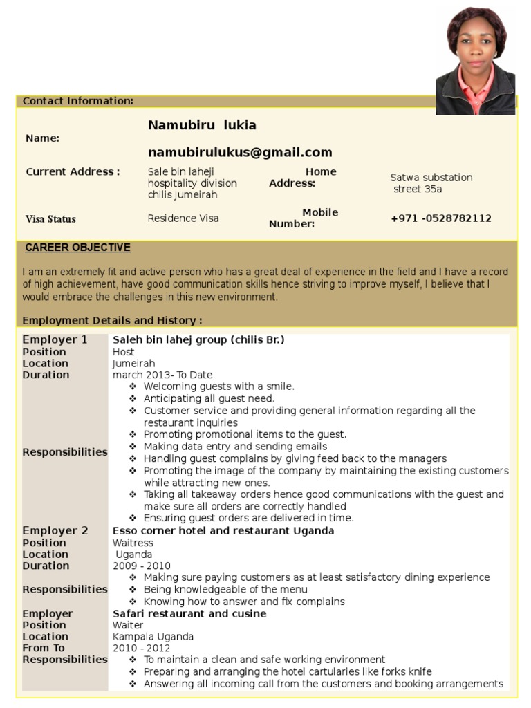 CatererGlobal - Shamim CV | PDF | Uganda | Waiting Staff