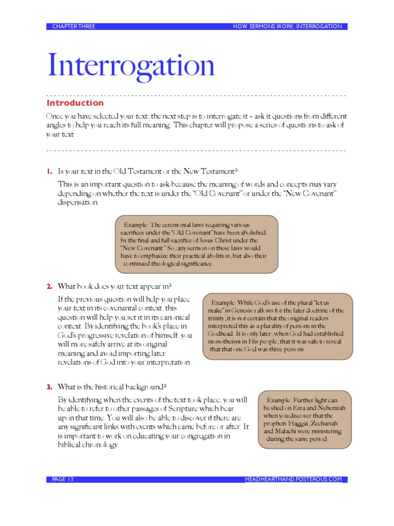 Interrogation: Chapter Three How Sermons Work: Interrogation | PDF ...