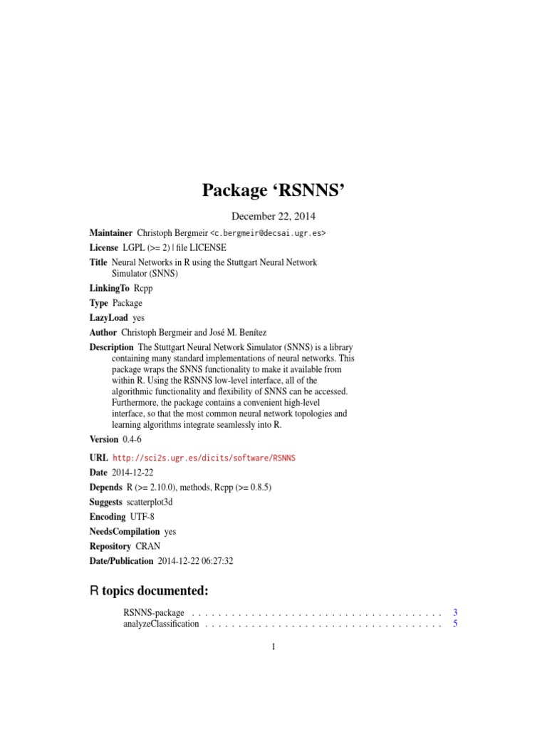 RSNNS | PDF