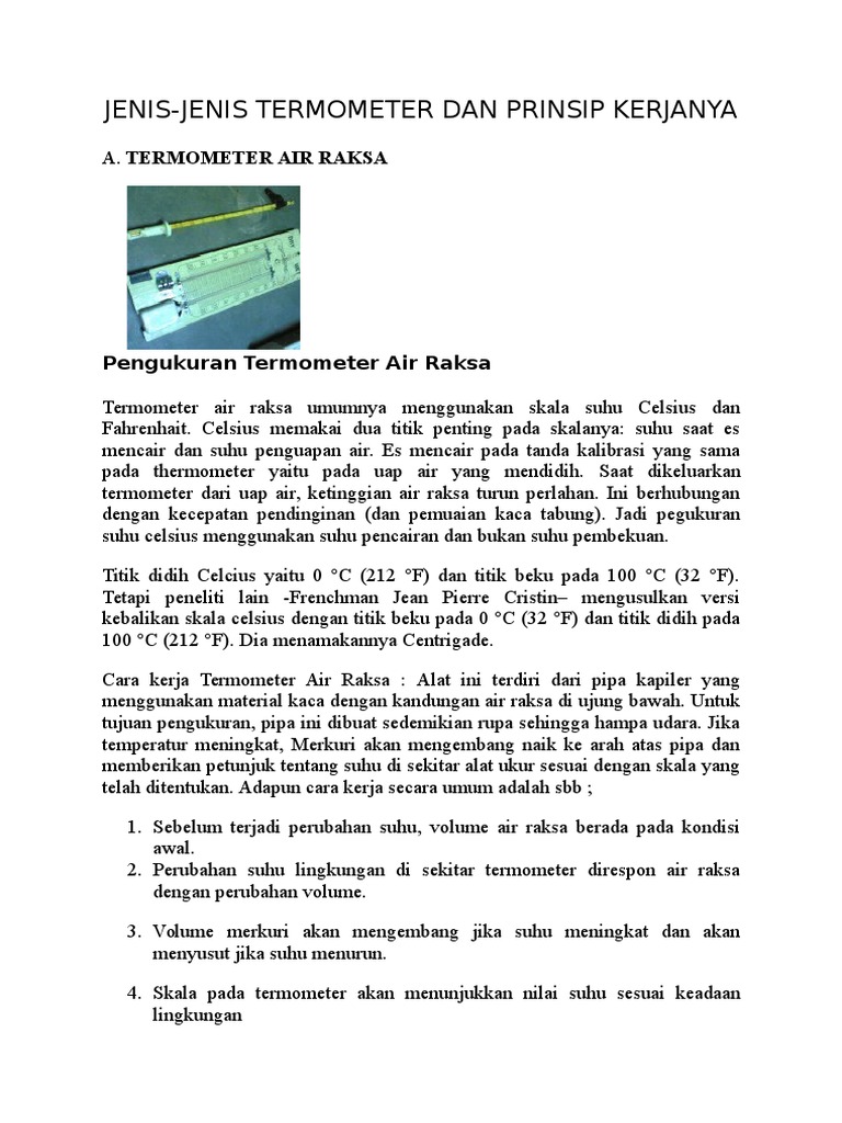 Jenis-Jenis Termometer Dan Prinsip Kerjanya | PDF