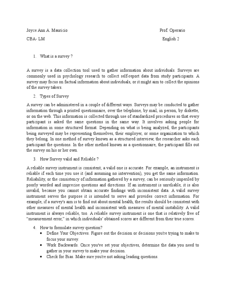 Understanding Survey Questionnaires | PDF | Survey Methodology ...