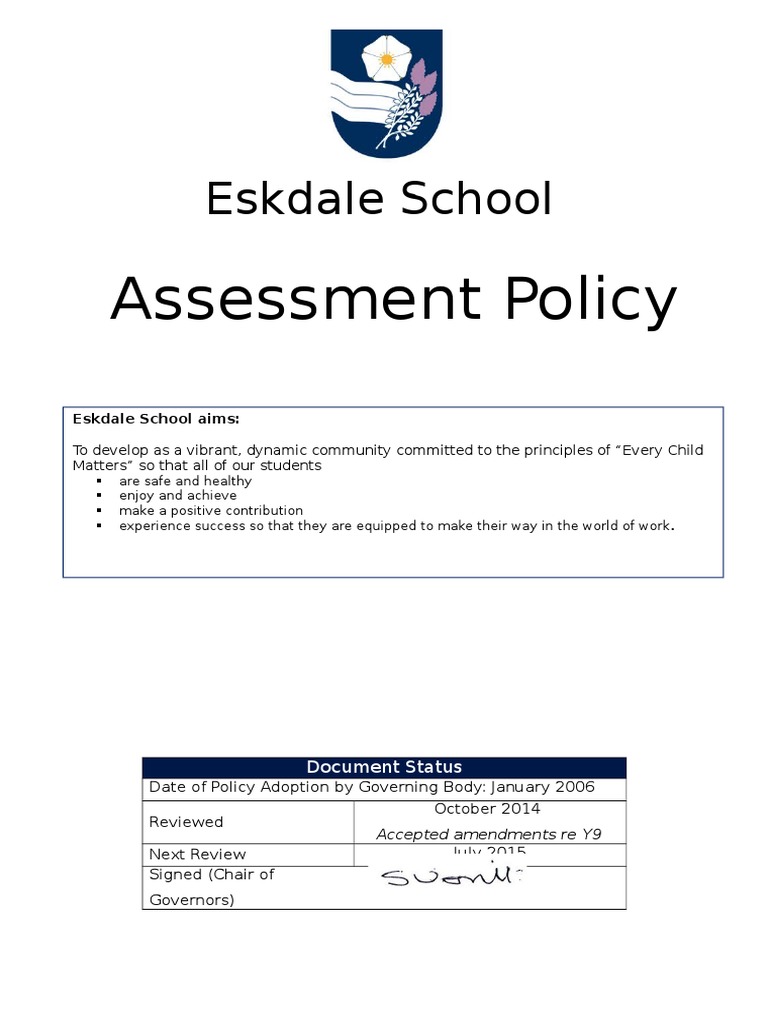 Eskdale School: Assessment Policy | Download Free PDF | Educational ...