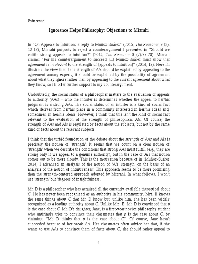 Ignorance Helps Philosophy: Objections To Mizrahi | PDF | Epistemology ...