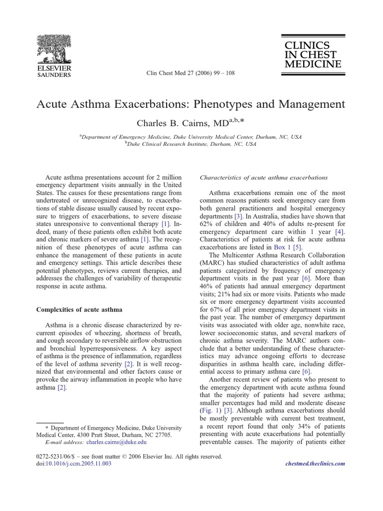 Acute Asthma Exacerbations: Phenotypes and Management: Charles B ...