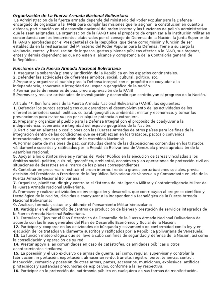 Organización de La FABN | PDF | Militar | Seguridad internacional