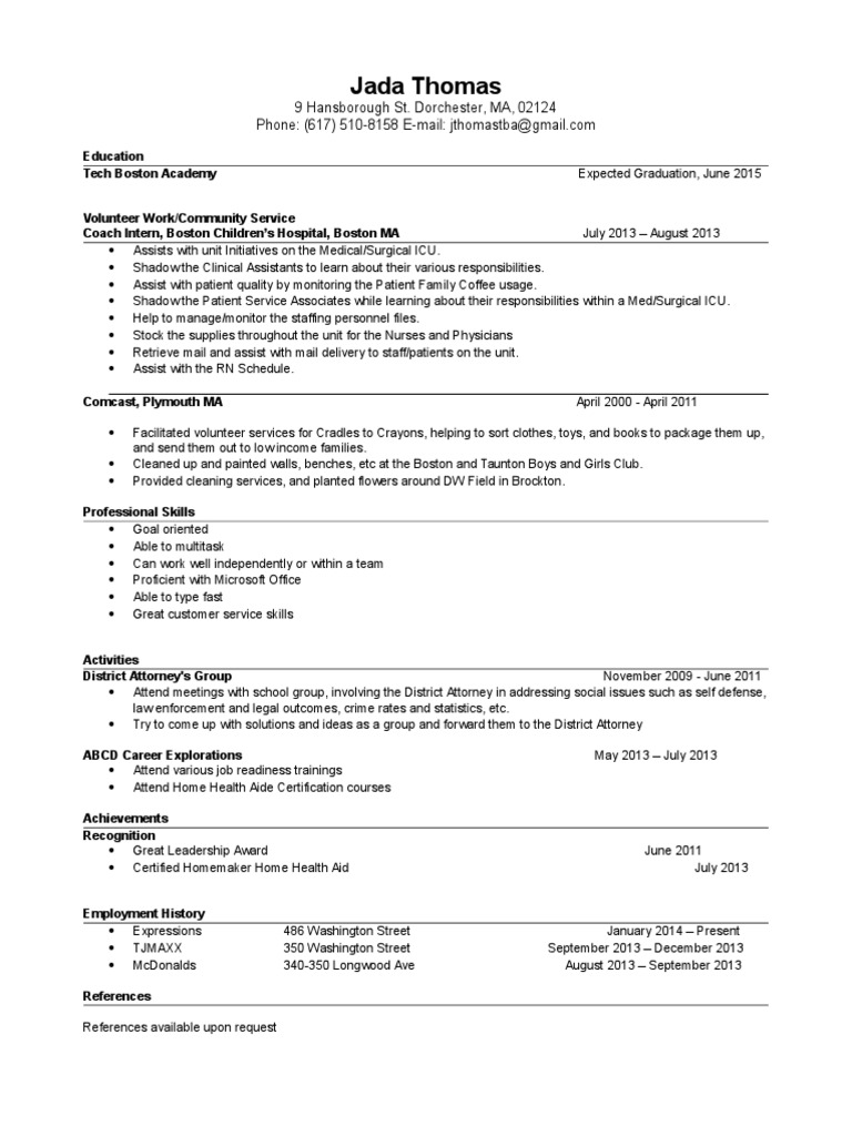 Jada Thomas Resume | PDF