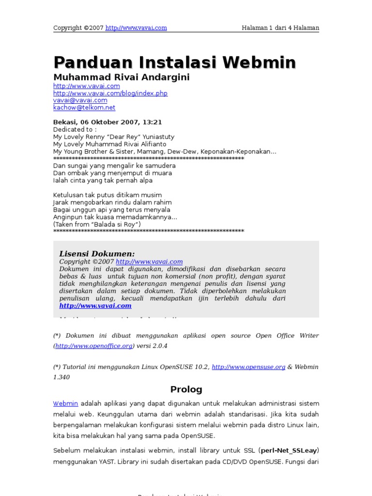 Panduan Instalasi Webmin | PDF
