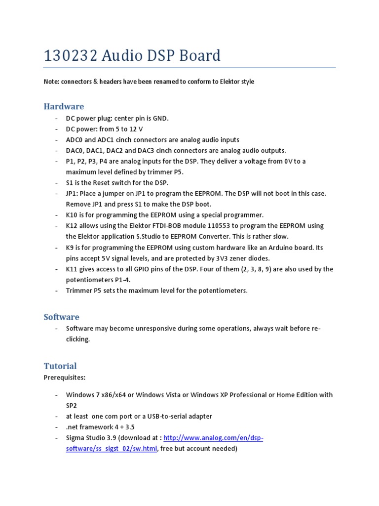 DSP Board 130232 User Manual | PDF | Arduino | Electronic Engineering