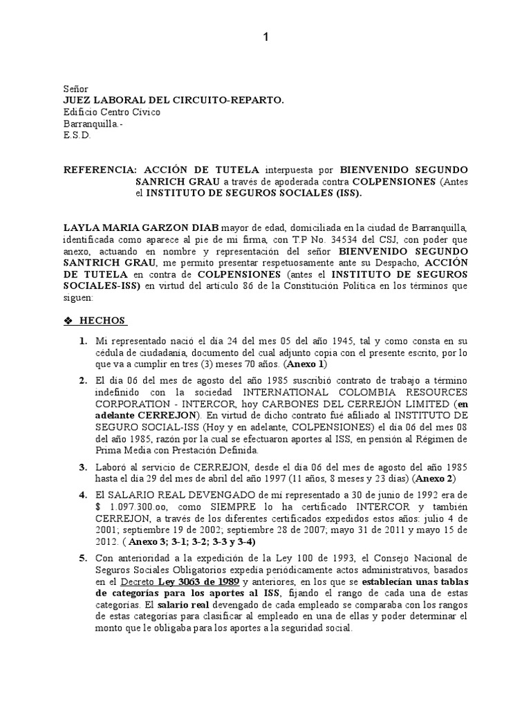 Colpensiones BSG (1) Correc-1 (2) (3) Ultima | PDF | Derecho Constitucional | Salario