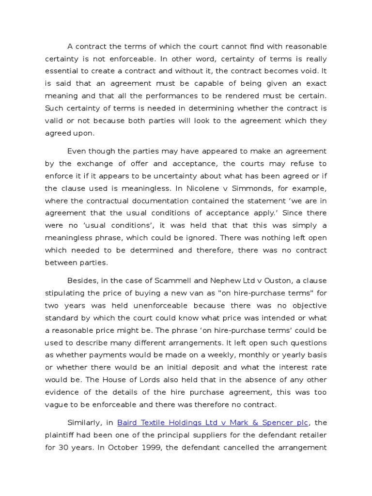 Contract Law: Certainty of Terms | PDF | Contractual Term | Legal Ethics