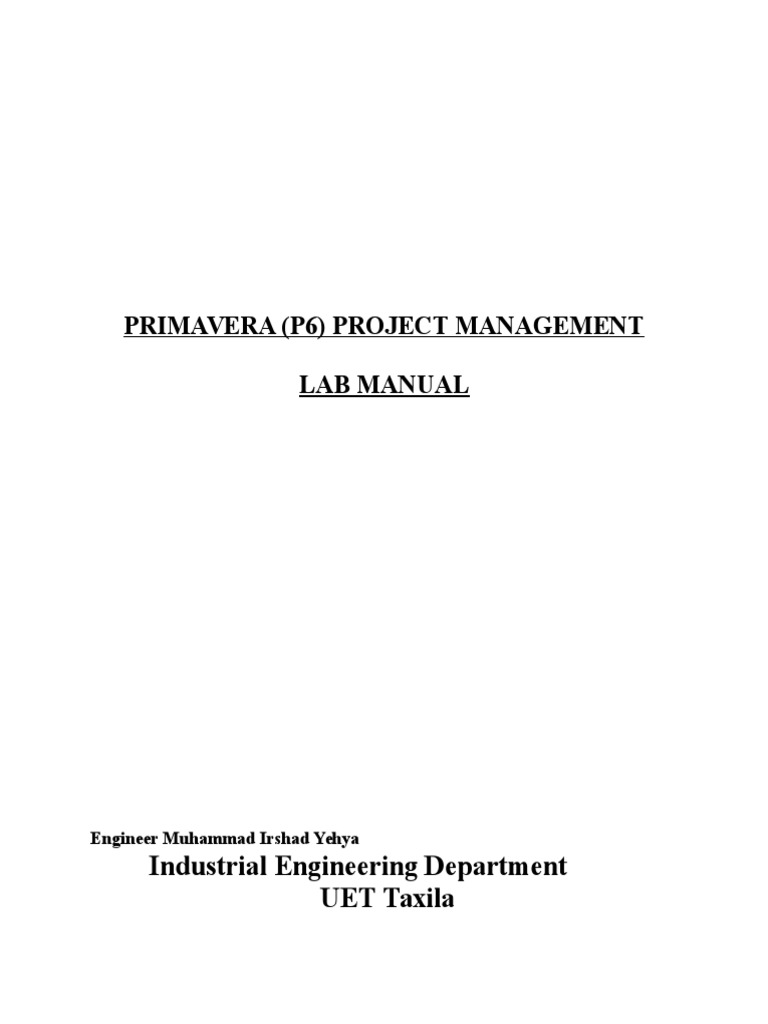 Primavera Lab Manual 2nd Lecture | PDF | Menu (Computing) | Hierarchy