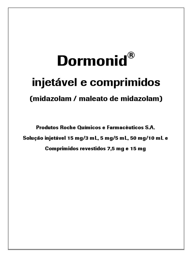 Bula Dormonid Profissonal | Midazolam | Benzodiazepina