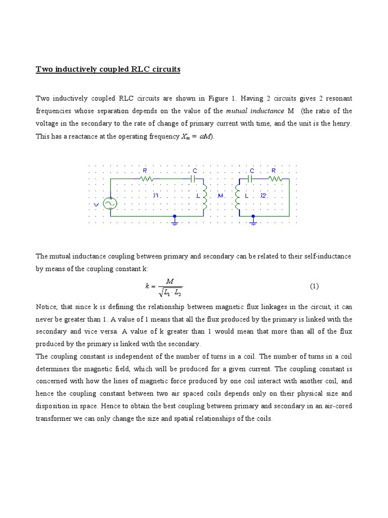 Coupled RLC Circuit Resonance Analysis | PDF