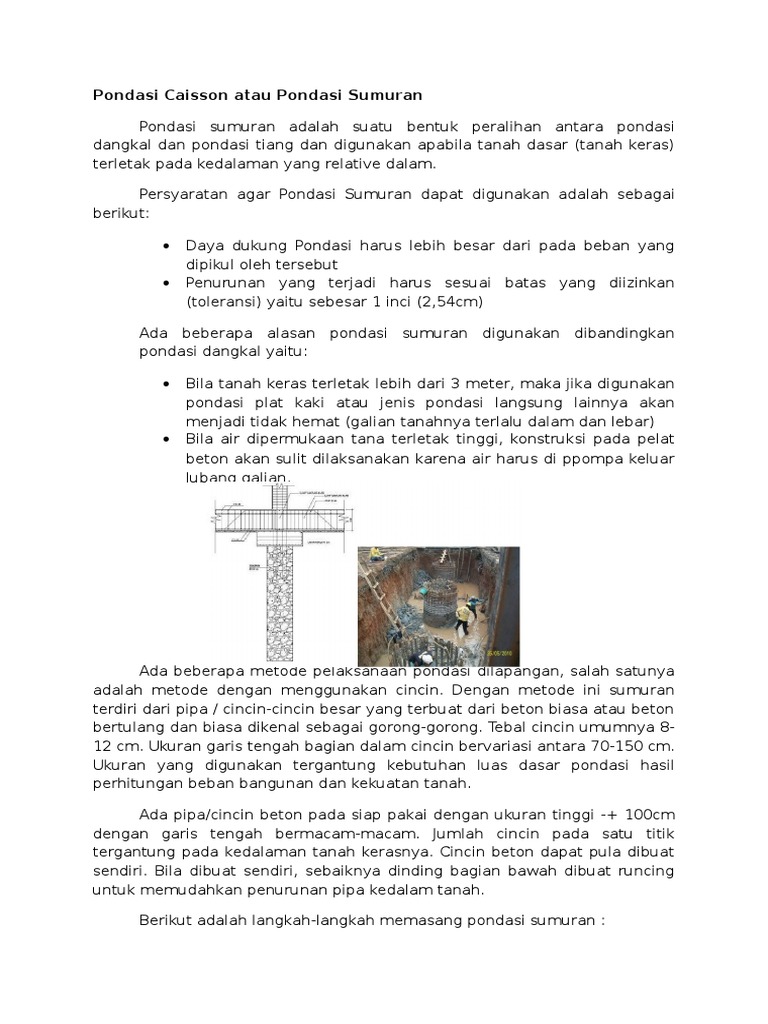 Pondasi Caisson Atau Pondasi Sumuran | PDF