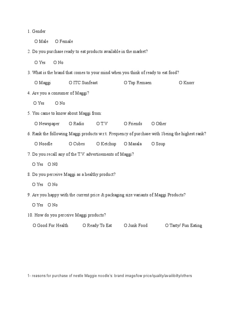 Maggie CB Questionnaire | PDF | Brand | Advertising