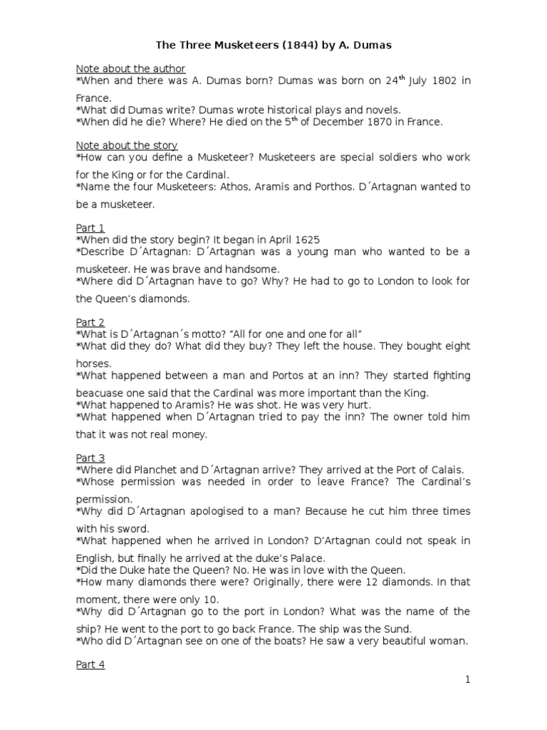 The Three Musketeers (1844) by A. Dumas | PDF | The Three Musketeers