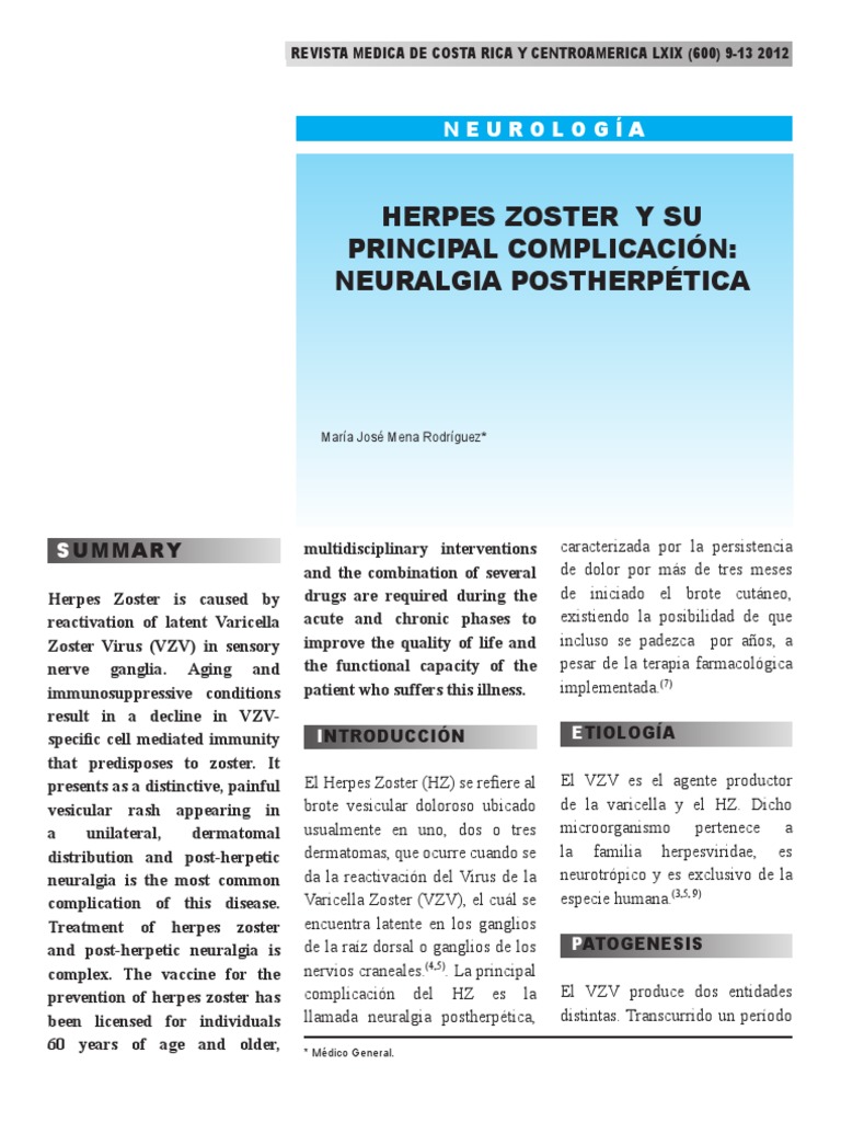 Herpes Zozter | PDF | Dolor | Droga antiviral
