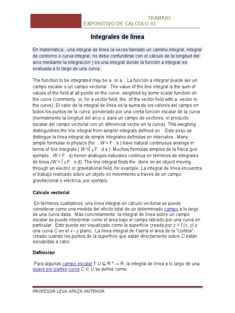 Problemas Resueltos de Integrales de Linea | PDF | Integral | Curva
