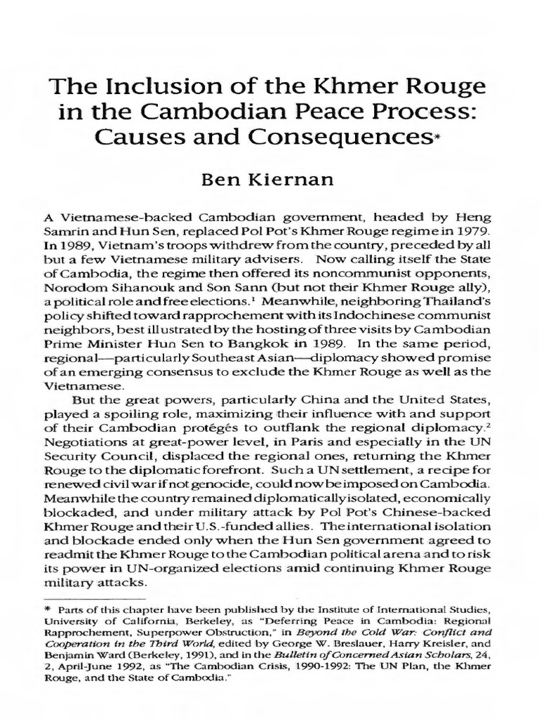 The Inclusion of The Khmer Rouge in The Cambodian Peace Process: Causes ...