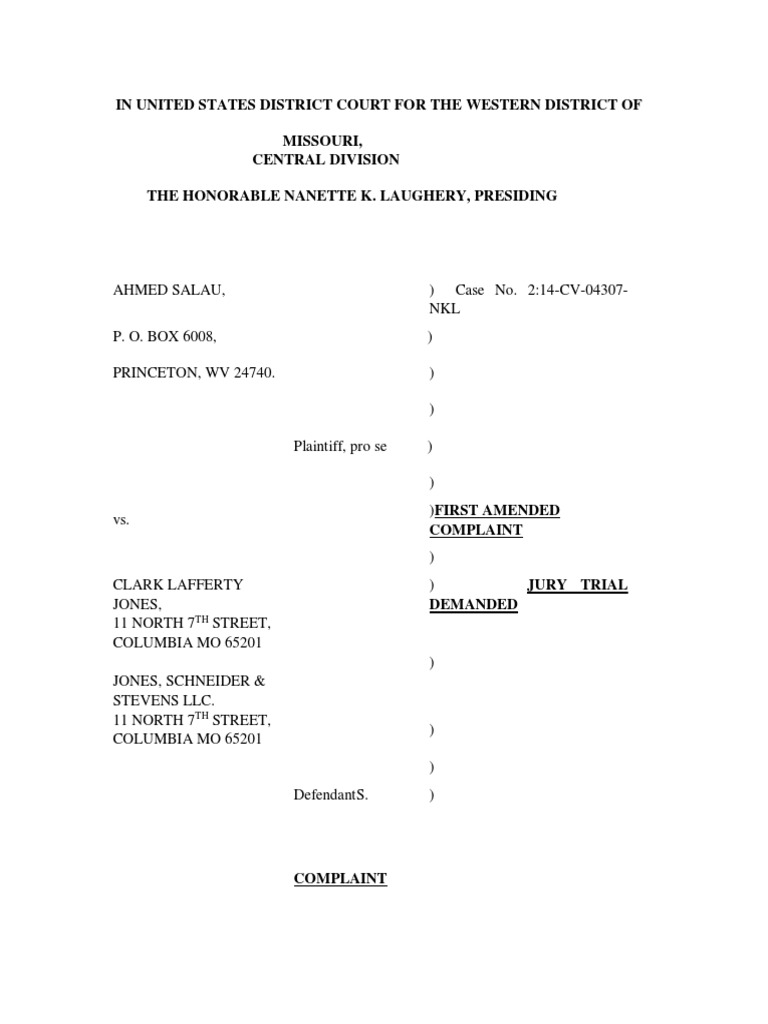 First Amended Complaint Clark Lafferty Jones | PDF | Punitive Damages ...