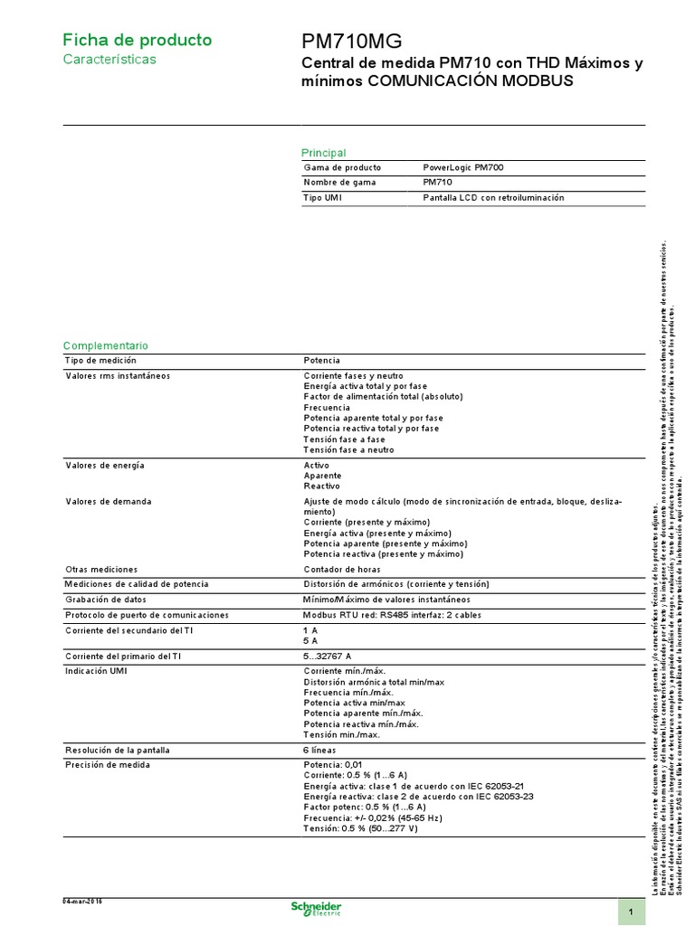 PowerLogic PM700 PM710MG | PDF | Energia electrica | Impedancia eléctrica
