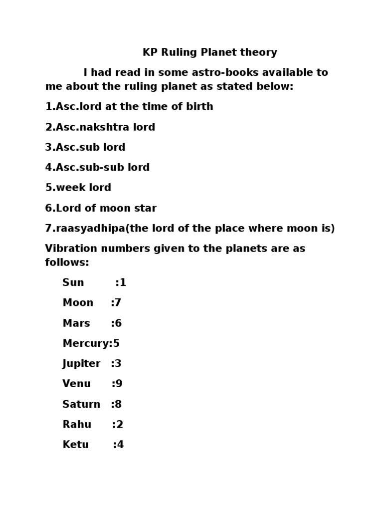 KP Ruling Planet | PDF