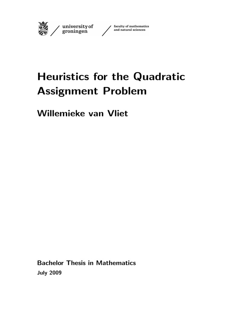 Heuristics For The Quadratic Assignment Problem | PDF | Algorithms | Areas Of Computer Science