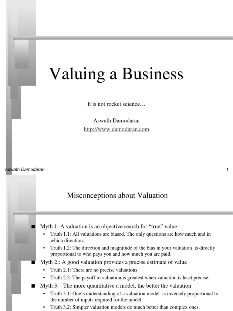 Valuing A Business - Aswath Damodaran (Small Tutorial) | PDF | Book ...