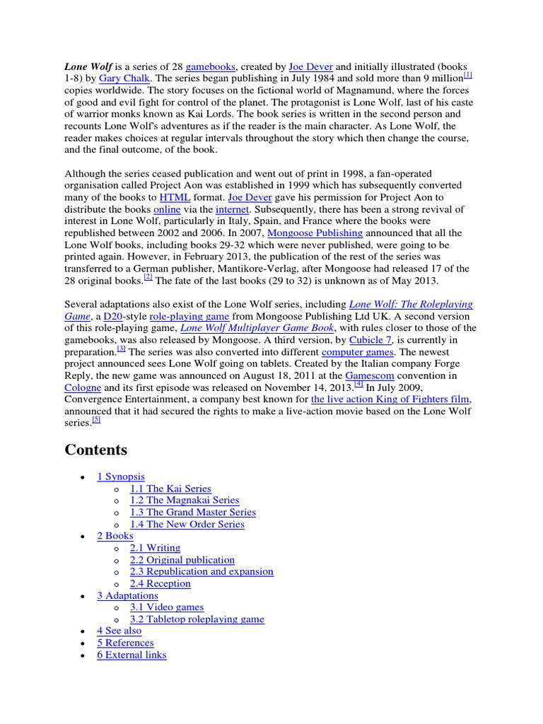 Lone Wolf gamebook series guide | PDF | Fiction Books | Fantasy Books
