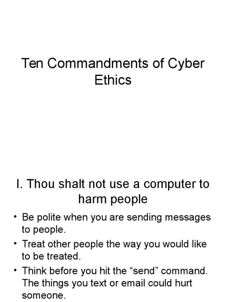 Ten Commandments of Cyber Ethics | PDF | Information Age | Communication