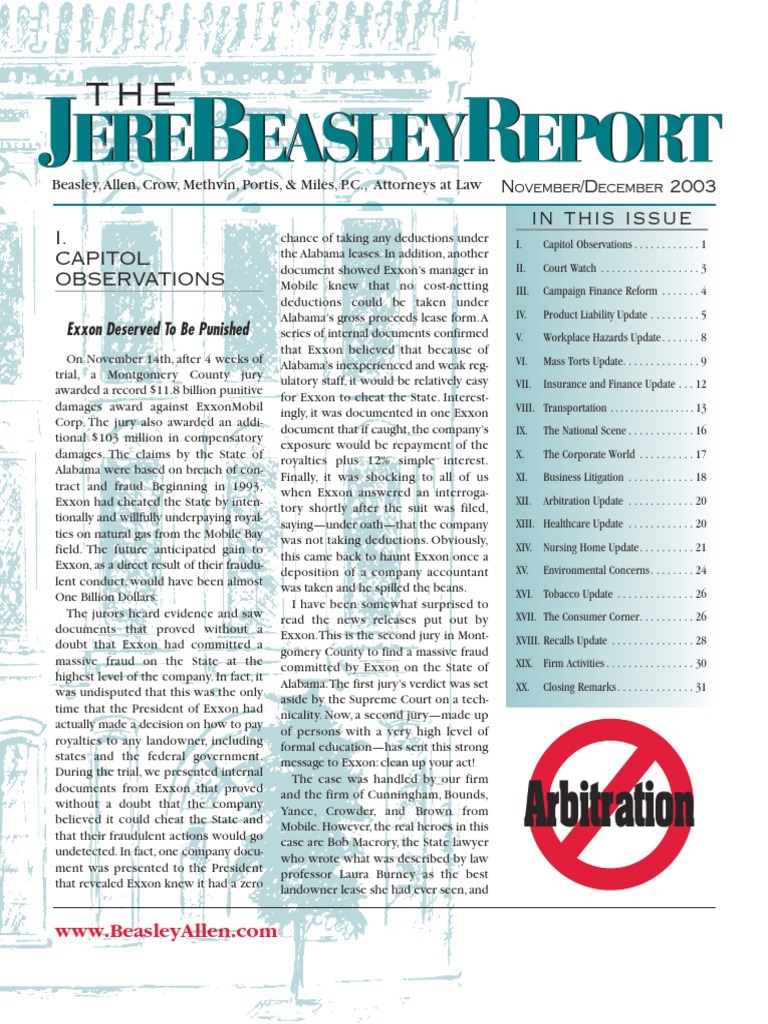 The Jere Beasley Report Nov. 2003 | PDF | National Highway Traffic ...