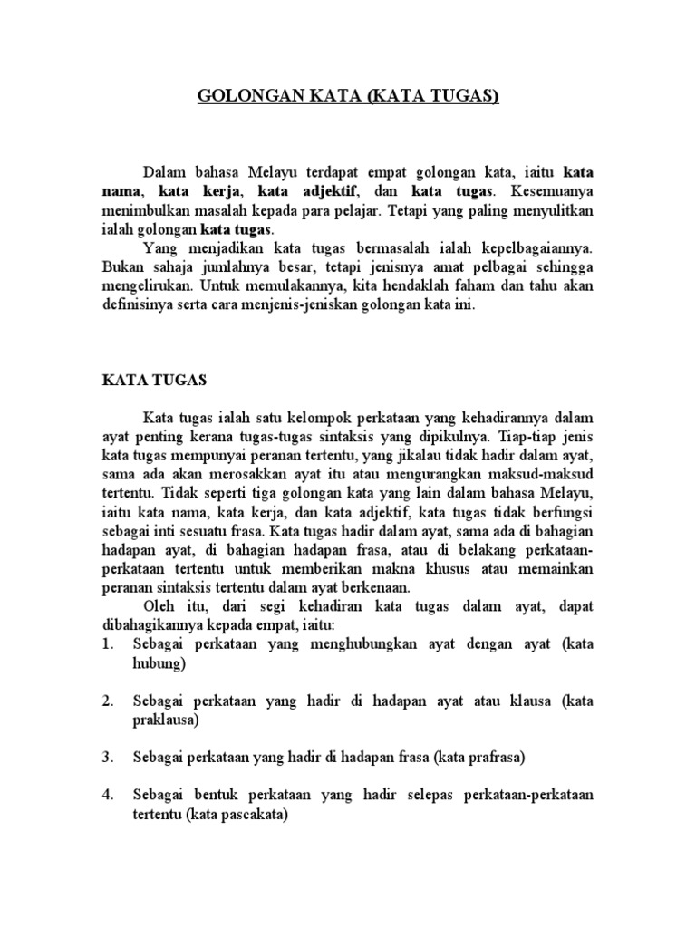 Golongan Kata (Kata Tugas) | PDF