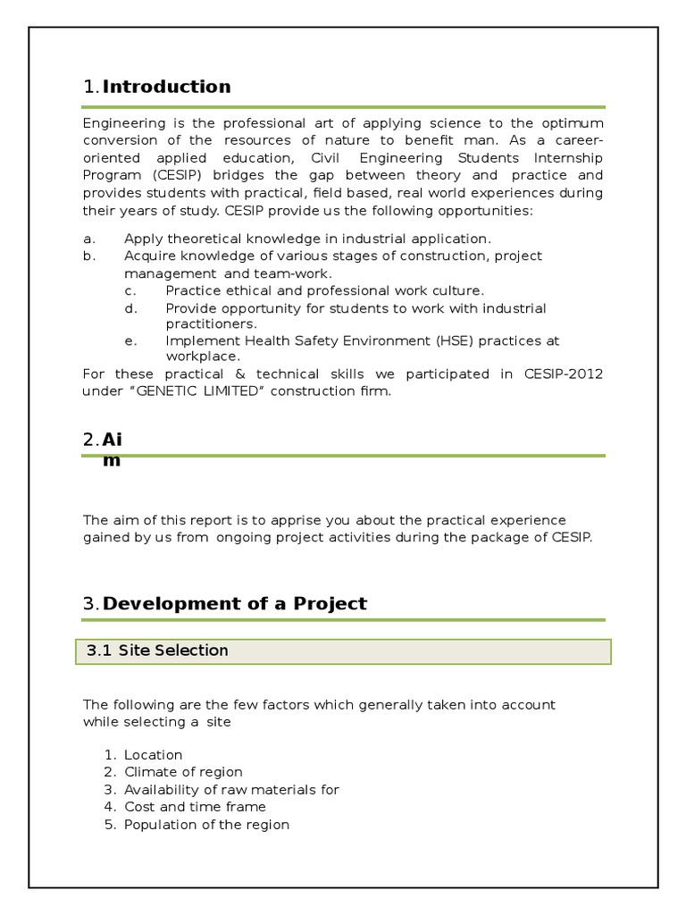 Civil Engineering Internship Report | PDF | Internship | Job Hunting