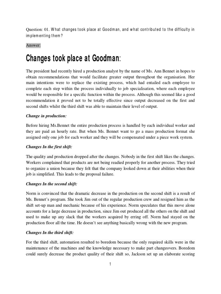 Implementation Challenges at Goodman: Communication Breakdowns, Lack of ...