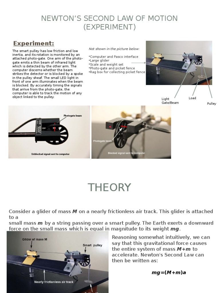 Newton's Second Law Experiment Setup | PDF | Mass | Acceleration