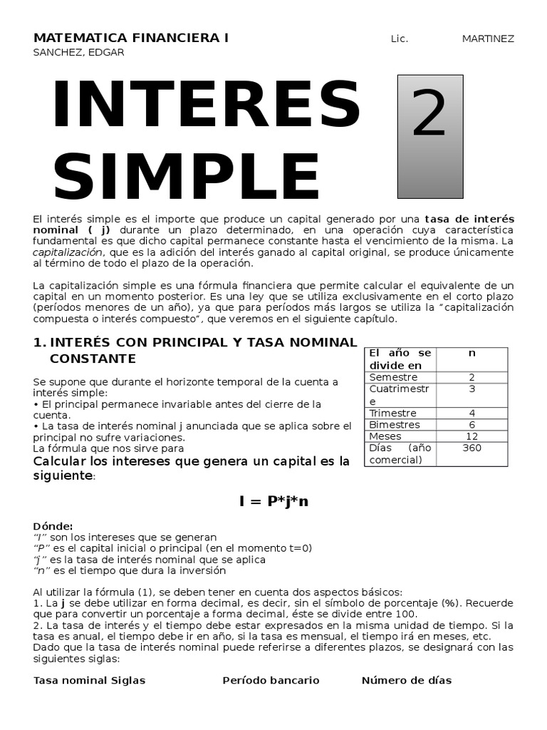 Matematica Financiera I Interes Simple | Descargar gratis PDF ...