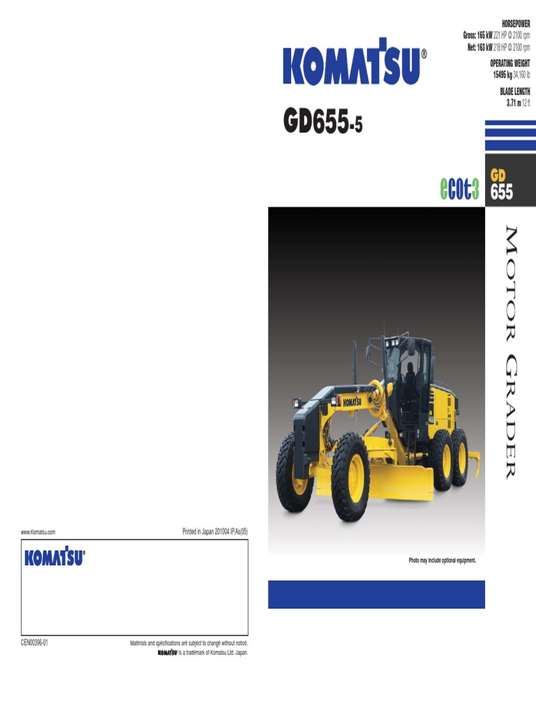 The Komatsu GD655-5 Motor Grader: A High-Performance Machine with ...