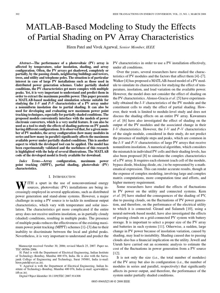 MATLAB-Based Modeling To Study The Effects of Partial Shading On PV ...