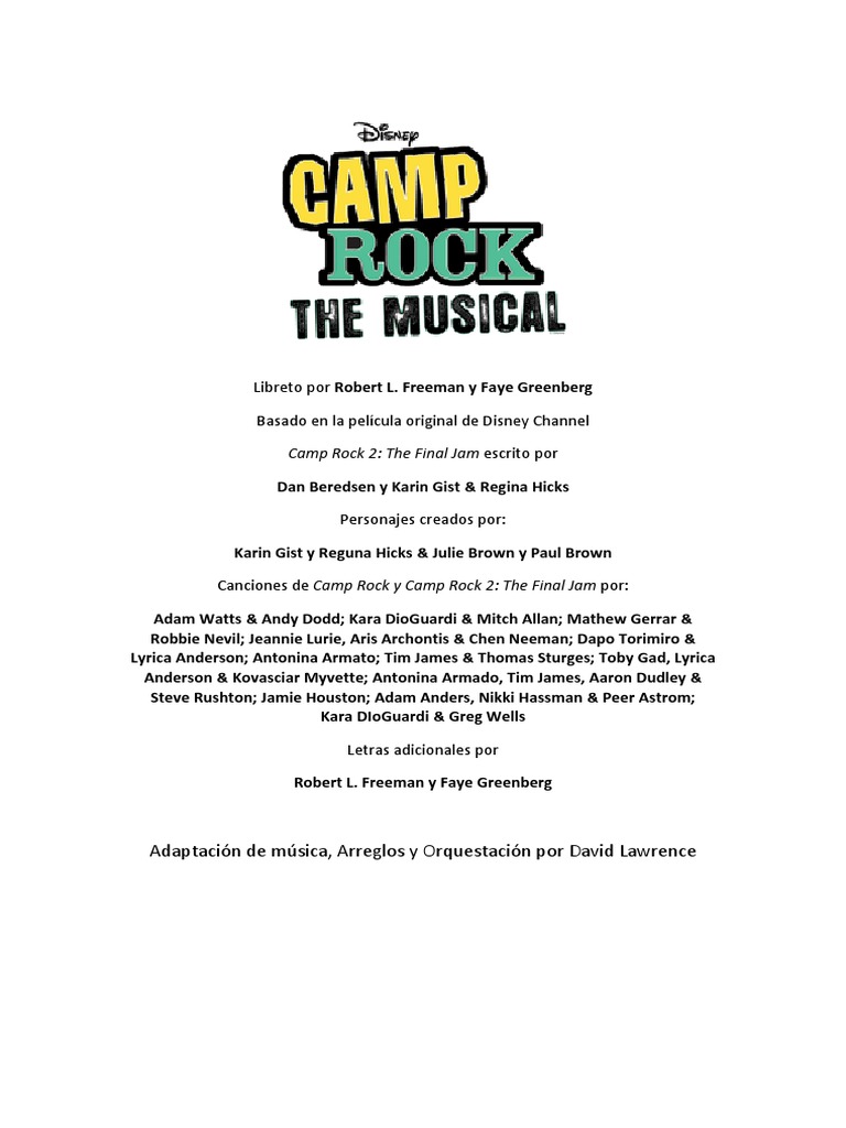 Camp Rock, El Musical PDF | PDF | Teatro musical | Ocio