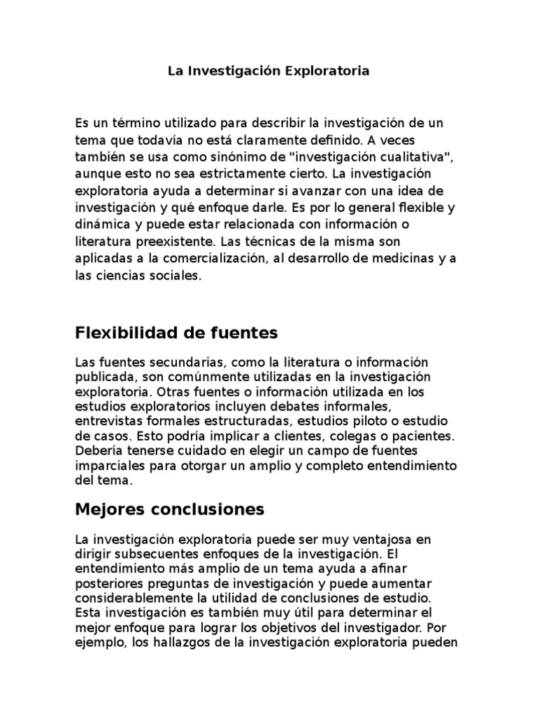 La Investigación Exploratoria | PDF | Información | Hipótesis