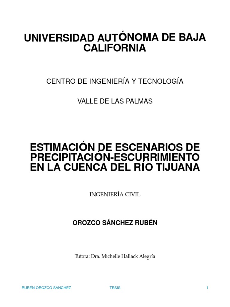 Tesis Estimacion Escurrimiento Cuenca Rio Tijuana | PDF | Precipitación ...