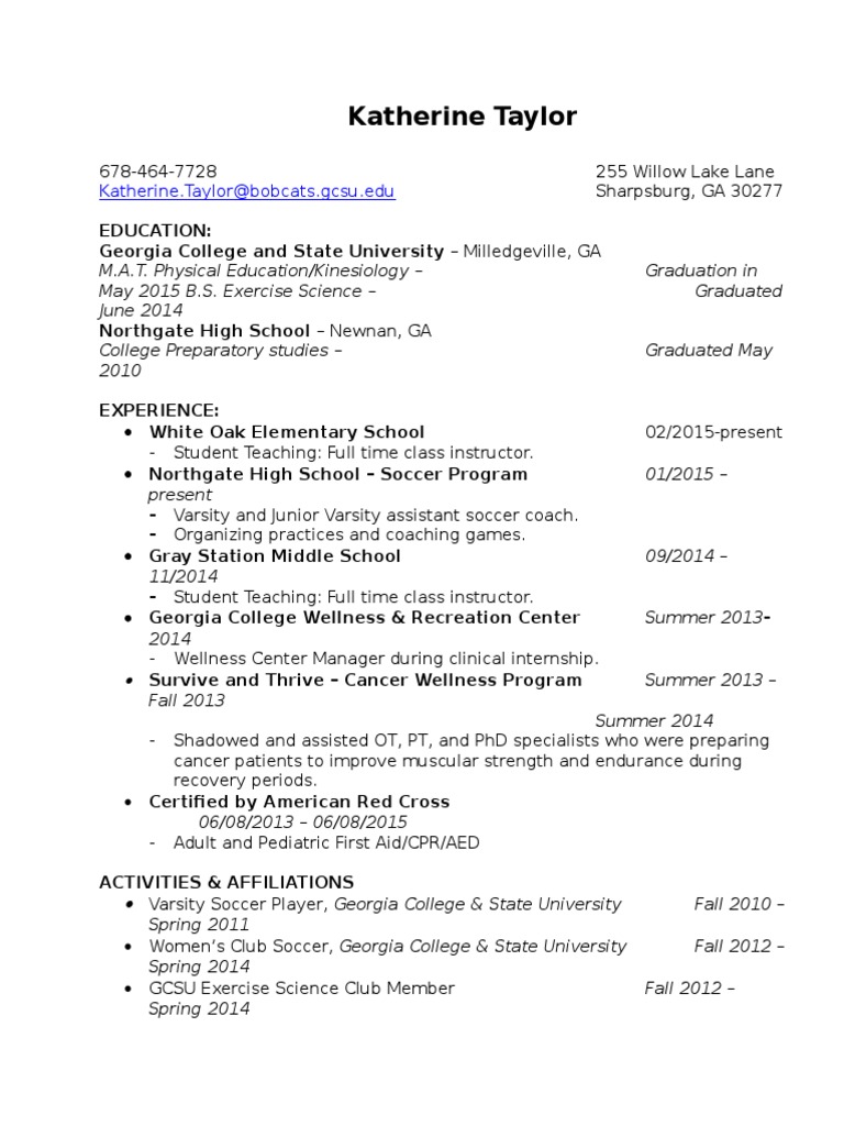 Katherine Taylor Resume | PDF