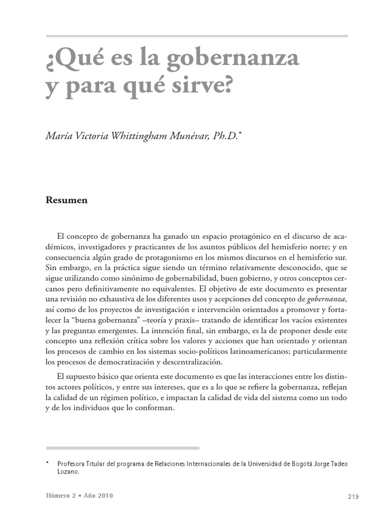 Qué Es Gobernanza y para Que Sirve | PDF | Gobernancia | Estado (política)