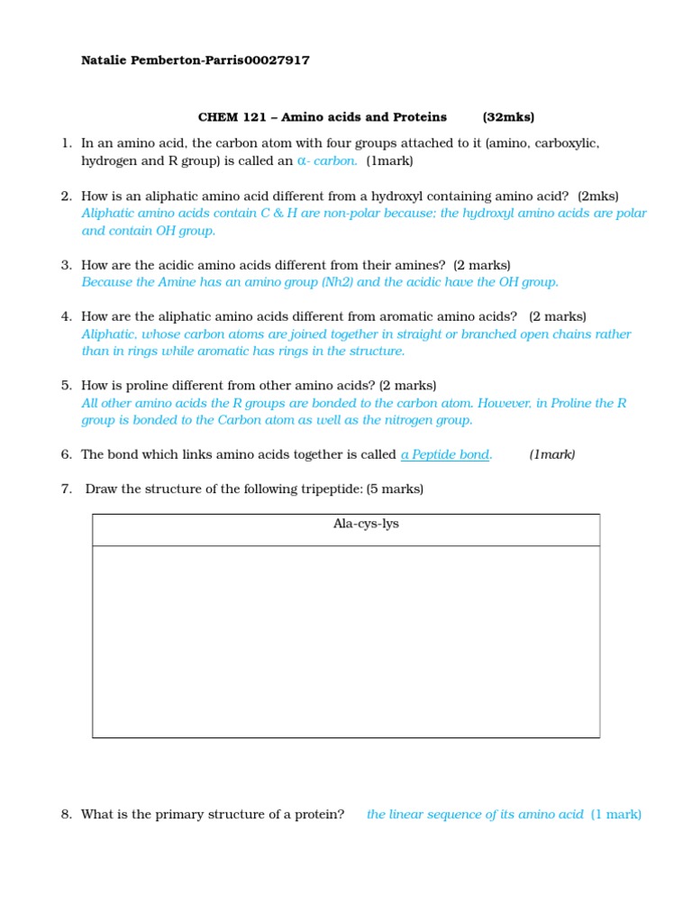 Amino Acids and Protein Structures | PDF