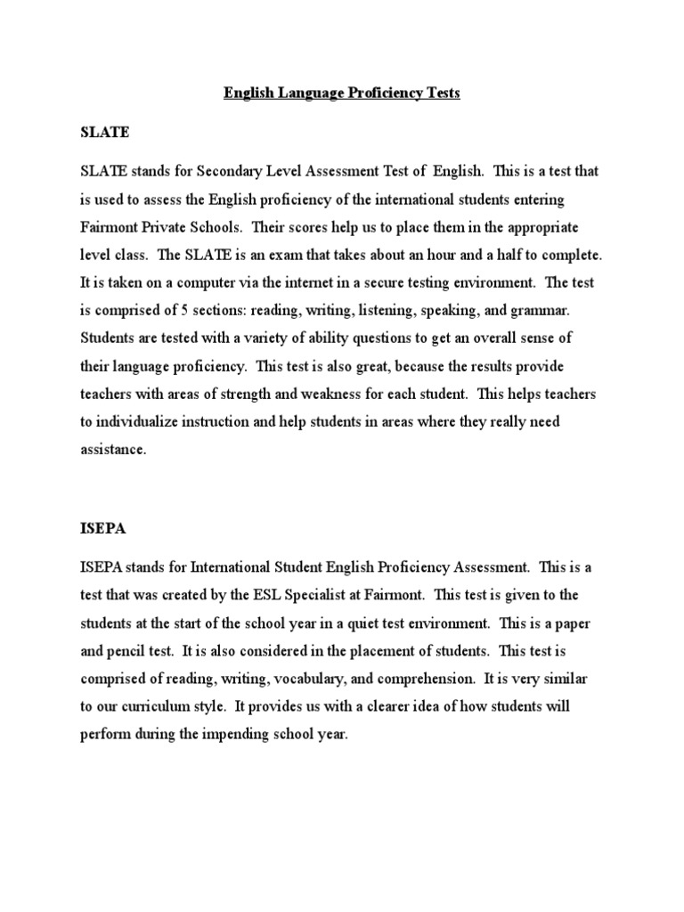 Language Proficiency Tests | PDF