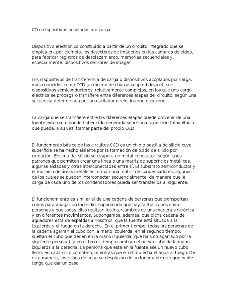 Dispositivos de Carga Acoplada (CCD) | PDF | Dispositivo de carga ...