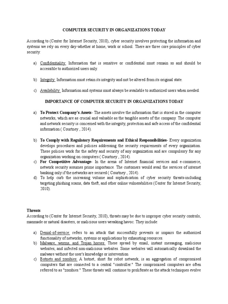 Importance of Computer Security in Organizations Today | PDF | Malware ...