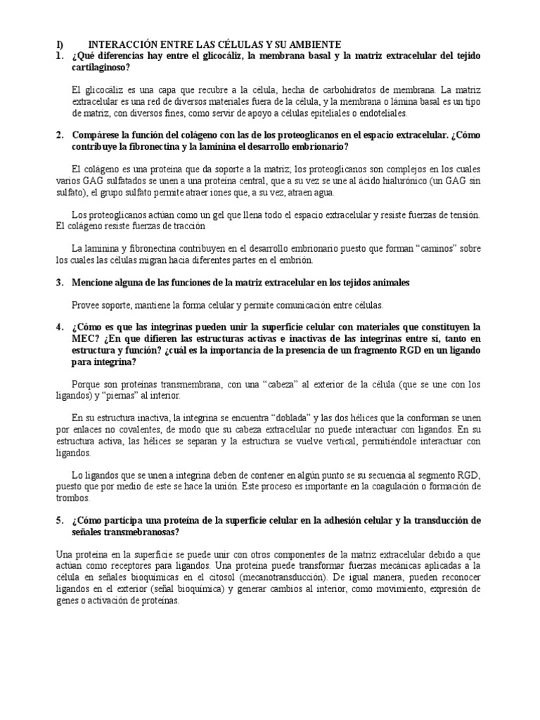 Respuestas Capitulo 7 Karp Biologia Celular | PDF | Transducción de señales | Integrina